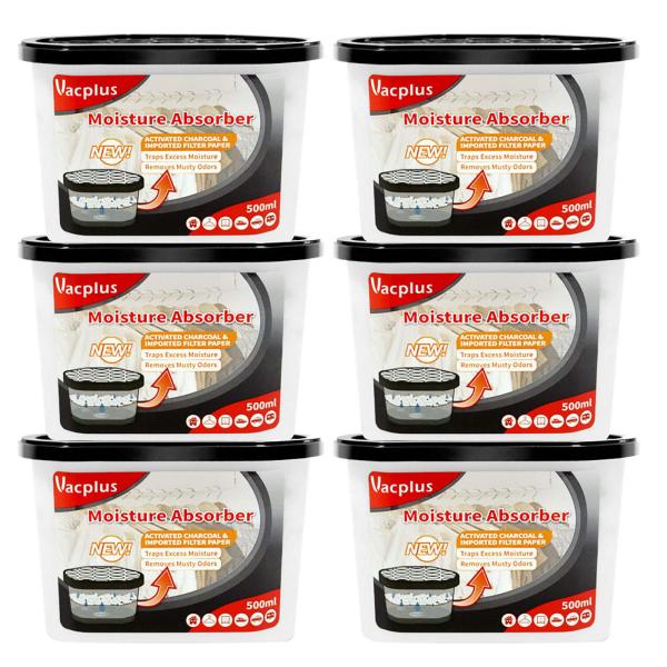 商品名: Vacplus 強力乾燥剤 除湿剤 Vacplus Moisture Absorber with Activated Charcoal, 6-PACK Closet Dehumidifier Odor Eliminator Att...