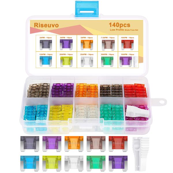商品名:  140pcs Low Profile Mini Blade Fuses - Riseuvo Car Automotive Low Profile Fuses with Puller Tool (2 3 5 7.5 10 15 2...