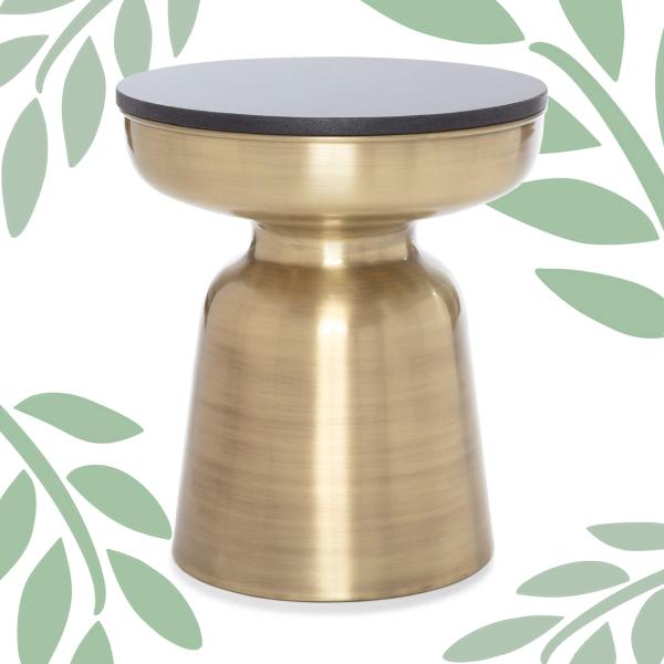 商品名:  Finch Adler Brass Metal Side Small Round Accent End Drum Table for Living Room or Bedroom Fully Assembled Solid Gr...
