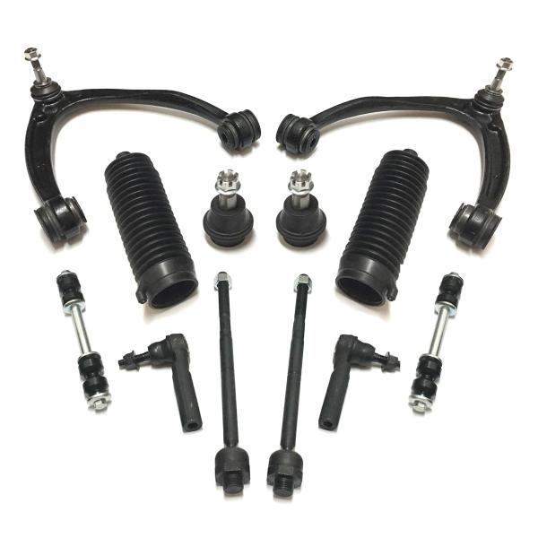 商品名:  PartsW - 12 Pc Front Upper Control Arm Tie Rod Sway Bar Ball Joints Sway Bar Links Bellow Boots Complete Suspensio...