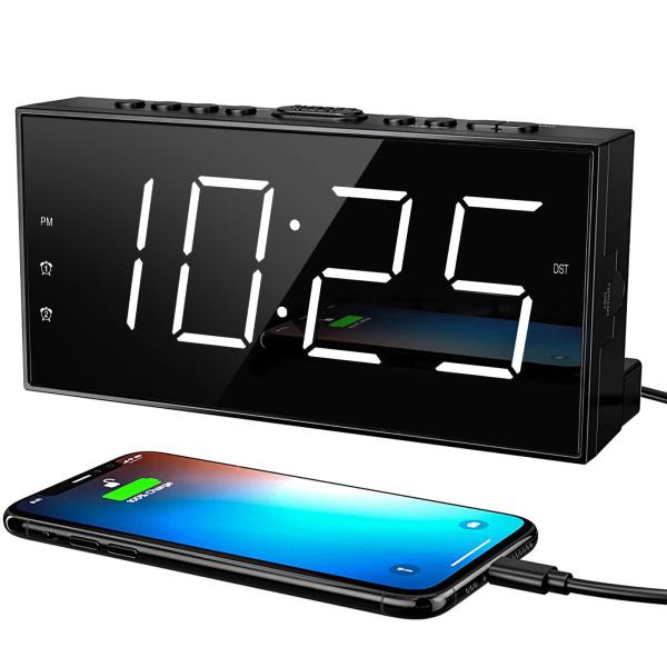 商品名:  Digital Alarm Clock with USB Charger for Bedroom, Large Display Digital Clock with Dual Alarm, Adjustable Alarm Vo...
