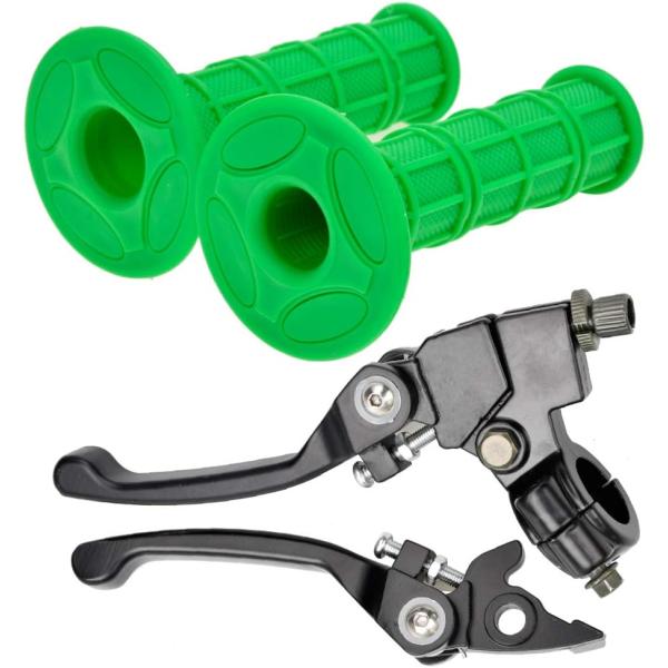 商品名HIAORS 折りたたみ式クラッチレバー パーチブレーキレバー付き グリーンハンドグリップ 50cc 70cc 125cc Xmotos Kayo Stomp Atomik Coolster SSR ピットダートバイク エンデューロ ...
