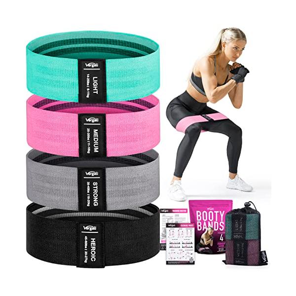 商品名:  Resistance Bands for Working Out with Workout Bands Guide. 4 Booty Bands for Women Men Fabric Elastic Bands for Ex...