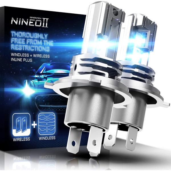 商品名NINEO Fanless H4 LED Headlight Bulbs ,12000LM 60W 9003 HB2 Wireless Lights All-in-One Conversion Kit | 6500K Cool Whi...