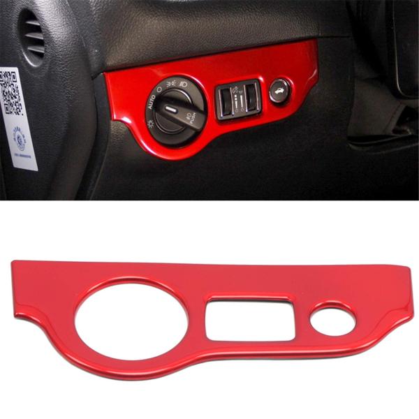 商品名: Challenger ST SRT外装カーアクセサリー チャレンジャーST SRT 2015 2016 2017 2018 2019用 Headlight Switch Button Knob Trim 1pcs レッド 631 ...
