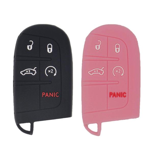 商品名: LemSa キーレスエントリーリモートカースマートキーフォブアウターシェルカバー ソフトラバー保護ケース ジープ グランドチェロキー ドッジ チャレンジャー チャージャー ダート デュランゴ ジャーニー クライスラー300用 ブラ...