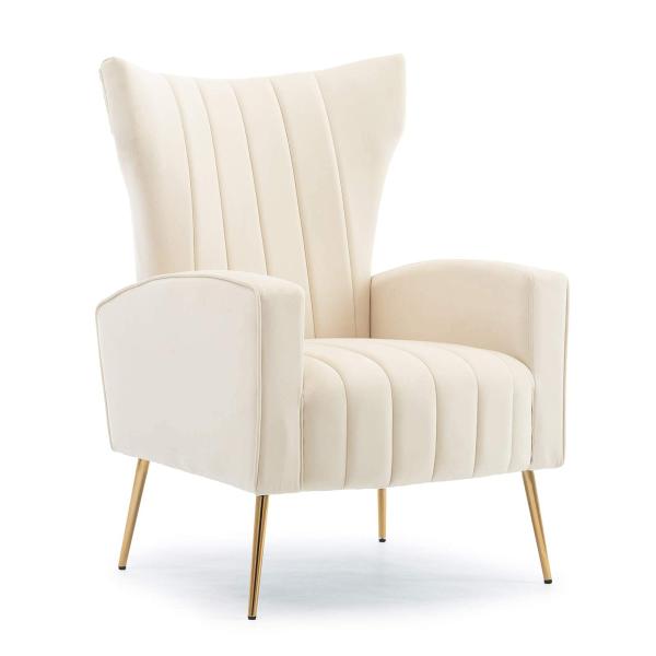商品名:  HOMEFUN Velvet Accent Chair, Upholstered Wingback Armchair Single Sofa with Metal Legs for Living Room Bedroom Off...