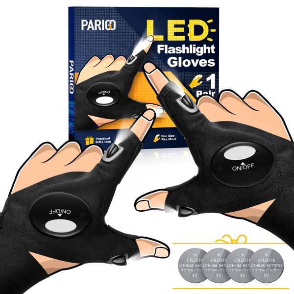 商品名:  PARIGO LED Flashlight Gloves Gifts for Men Women Stocking Stuffers for Men Christmas Birthday Gift for Husband Boy...