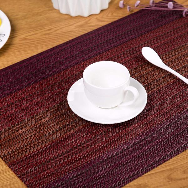 商品名:  Placemat Set of 6 - European Pattern Gradient Stripe Woven PVC Heat Insulation Home Table Mat Cloth Mat Cafe Dinin...