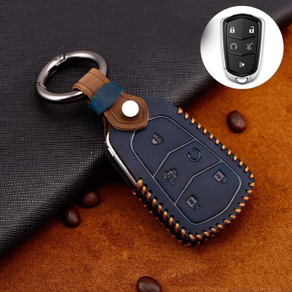 商品名: ontto スマートリモートキーフォブカバー キャデラックキーケースホルダースキン プレミアムレザー 5-button ブルー fnkd06 ontto 5-Button Key Fob Cover for Cadillac Ke...