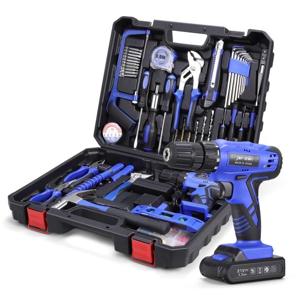 商品名:  jar-owl Daily Household Tool Set with Drill, 21V Cordless Drill Drive Set with 112pcs Combo Hand Tool Kit for Mens...