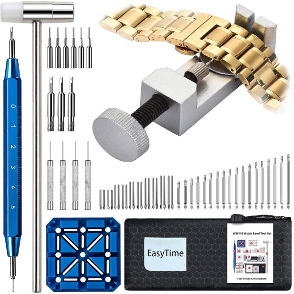 商品名: 時計リンク取り外しツールキット EasyTime 時計修理キット 時計バンドツール付き 時計調整リムーバーツール 108個のスプリングバーとユーザーマニュアル (日本語ではない場合があります) ブレスレットの調整とストラップの交換...