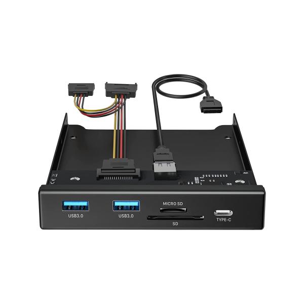 商品名: BYEASY フロントパネルUSB3.0ハブ5ポート、3.5インチ内部メタルUSBハブ、2 USB 3.0ポート、SD/TFカードリーダーおよびUSB3.1Gen 1 Type-Cポートは3.5インチフロッピーディスクベイ（PCI...