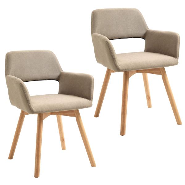 商品名:  HOMCOM Dining Chairs Set of 2 Home Modern Accent Armchair for Bedroom Living Room with Fabric Surface and Solid Wo...