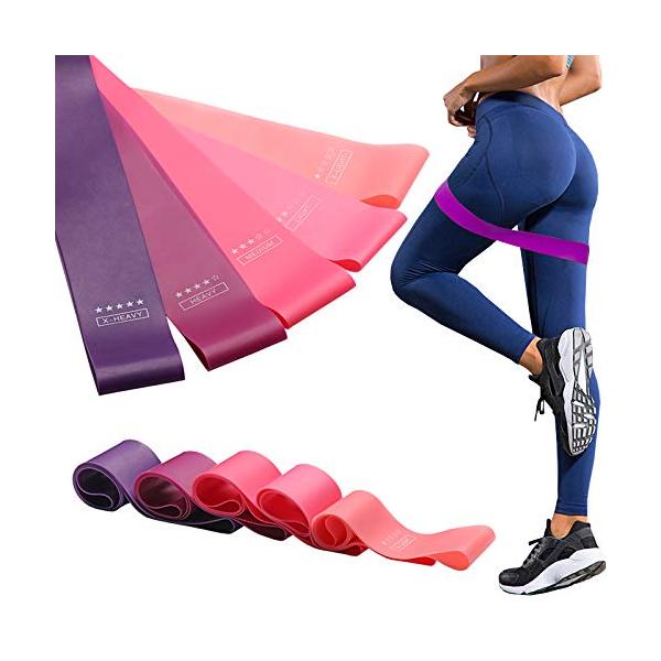 商品名: United Multiservice フィットネスバンド (5個セット) フィットネス抵抗バンド 5段階の抵抗レベル 伸縮性バンド フィットネスバンド クロスフィット ヨガ ピラティス スクワット ランジ ストレッチ 筋力トレー...