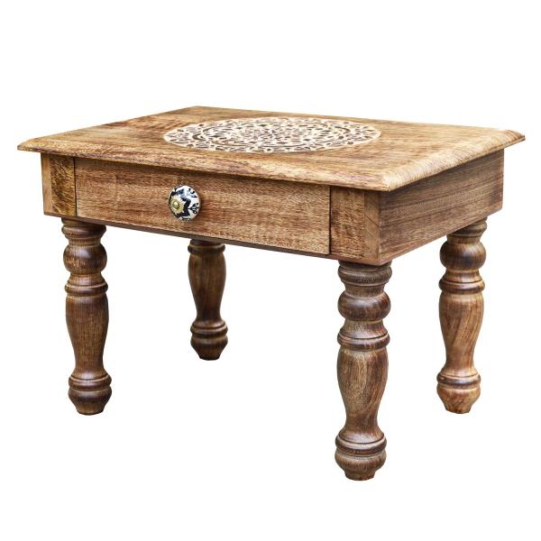 商品名: DharmaObjects ソリッドマンゴーウッド 手彫り プージャ神棚 仏壇 瞑想テーブル (20 X 14 X 14 インチ、ロータス曼荼羅) DharmaObjects Solid Mango Wood Hand Carve...