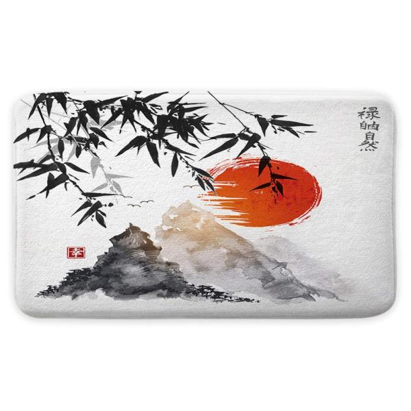 商品名: NYMB 日本の竹 木 太陽と山 バスラグ 滑り止め 床 玄関 アウトドア 屋内 玄関マット アジアン フジ 山 バスマット バスルームラグ (17X29インチ) NYMB Japanese Bamboo Trees Sun an...