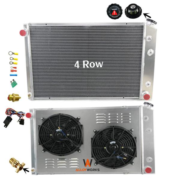 商品名: ALLOYWORKS 4列コアアルミラジエーター+ファンシュラウド+リレー 1973-1991 Chevy C/Kシリーズ C10/C20/K10 トラック ピックアップ/GMC用 ALLOYWORKS 4 Row Core Al...