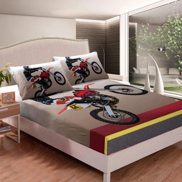 商品名:  Feelyou 3D Dirt Bike Bed Sheet Set Motocross Racer Extreme Sports Sheets for Kids Boys Racing Motorcycle Bedding S...