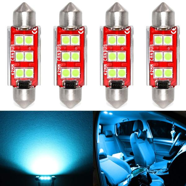 商品名: PHINLION Super Bright 578 LED Ice Blue Bulb 3030 6-SMD Festoon 41mm 42mm 211-2 212-2 214-2 Bulbs for Car Interior M...