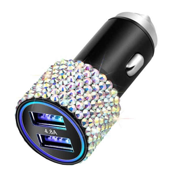 商品名: Otostar デュアルUSBカーチャージャー 4.8A出力 キラキラクリスタルダイヤモンド カーデコレーション アクセサリー 高速充電アダプター iPhone Android iOS Samsung Galaxy LG Nexu...