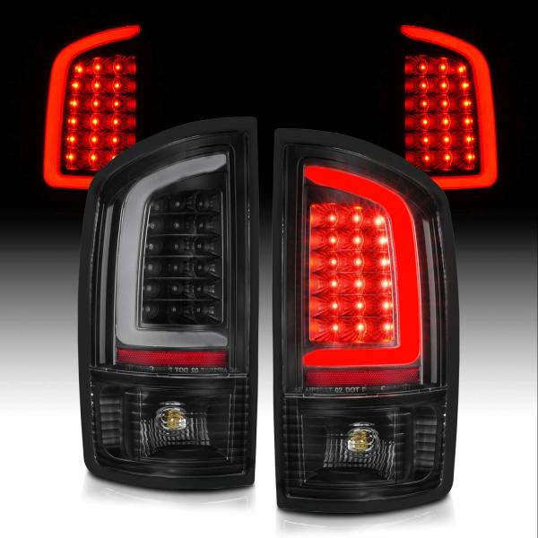 商品名: AmeriLite 2002-2006 Dodge Ram 1500 2003-06 Ram 2500 3500 ピックアップトラック ブラック Cタイプ LED チューブ 交換用テールライト ブレーキランプ ペア - 運転席と助...
