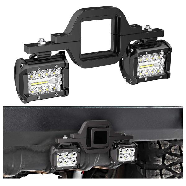 商品名:  Nilight 2 PCS 4 Inch 60W Led Pods with 2.5 Inch Tow Hitch Mounting Brackets LED Backup Reverse Lights Rear Search ...