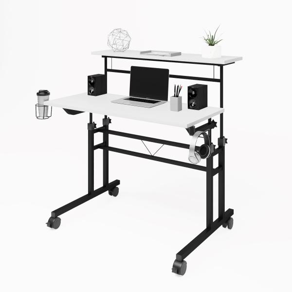 商品名: Techni Mobili デスク エンジニアードウッド合金スチール ホワイト Techni Mobili RTA-3800SU Desk, 35.25" W x 25" D x 28-39.75" H, Whiteブランド: T...