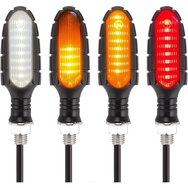 商品名Kinstecks [新バージョン] 4個 モーターサイクルインジケーター 流れるウィンカーライト モーターバイクターニングインジケーター デイタイムランニングライト テールライト ブレーキライト 12V オートバイ用Kinsteck...