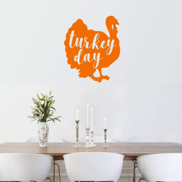 商品名: ビニールウォールアートデカール - 七面鳥の日 - 26インチ x 22インチ - キュートでトレンディな感謝祭シーズン引用句 楽しい七面鳥デザインステッカー ホームキッチン オフィス キッチン ビジネス 店頭 コーヒーショップ ...