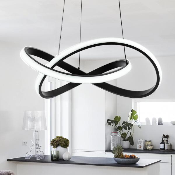 商品名:  MAYNA Modern LED Pendant Light Fixture，Contemporary LED Chandelier with Irregular Ring Lights，Adjustable Hanging L...