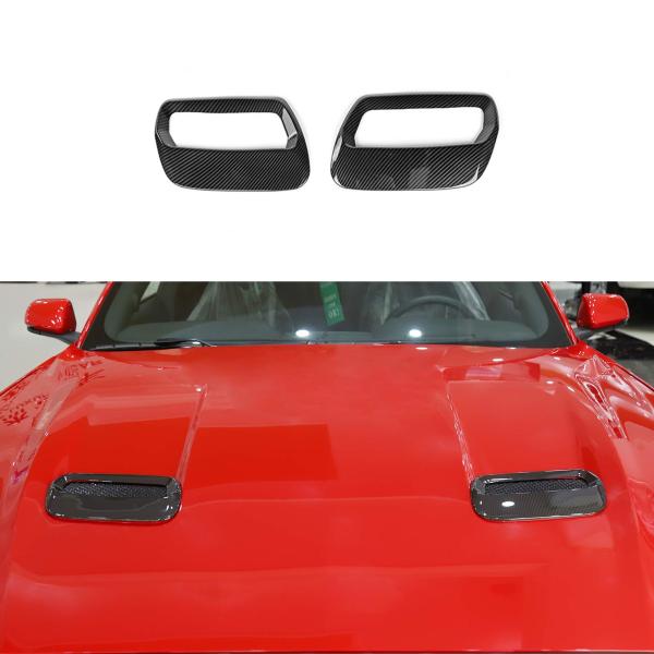 商品名: RT-TCZ ABSフードエンジンエアベントアウトレットトリムカバー インテリアアクセサリー フォードマスタング2018 2019 2020 2021 2022用 2個 (カーボンファイバーグレイン) RT-TCZ ABS Hoo...