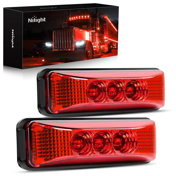 商品名: Nilight - TL-32 2個 3.9インチ 3 LED トラック トレーラー レッドライト フロントリア LED サイドマーカーライト クリアランスインジケーターランプ ロックライト 防水 密封面 取り付け Nilight...