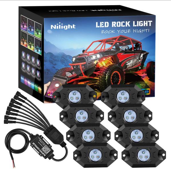 商品名:  Nilight RGB LED Rock Lights Kit 8 pods Underglow Multicolor Neon Light Pod with Bluetooth App Control Timing Funct...