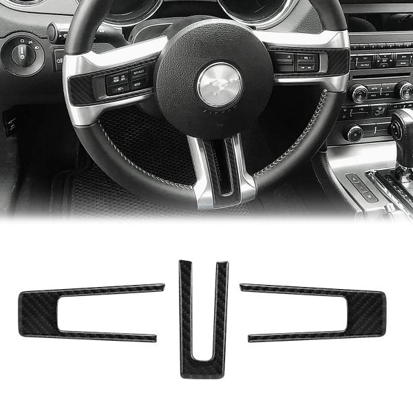 商品名: YAMUDA カーボンファイバーステッカー ハンドルインテリア 装飾アクセサリー 3個 フォード マスタング 2009 2010 2011 2012 2013 2014用 (ブラック) YAMUDA Compatible with...