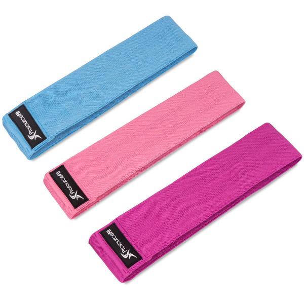 商品名: ProsourceFit ファブリックループ レジスタンスバンドセット 滑り止めグリップ付き ミニワークアウトバンド フィットネストレーニング用 脚 臀筋 ブーティーの調子を整える ピンク パープル アクア ProsourceFi...