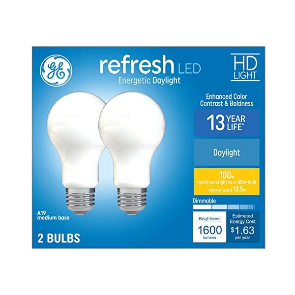 商品名:  GE Refresh 100-Watt EQ A21 Daylight Dimmable LED Light Bulb (2-Pack)ブランド: GE商品サイズ: 2 Count (Pack of 1)高さ: 15cm横幅: ...