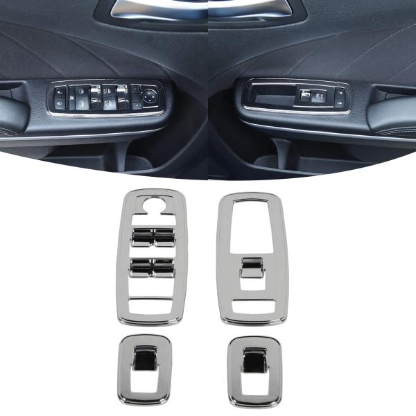 商品名: RT-TCZ RAMパワーウィンドウスイッチボタントリムカバー ダッジチャージャーデュランゴ2011 Up RAM 2010-2017用 クロームインテリアアクセサリー 4個 RT-TCZ for RAM Power Window...