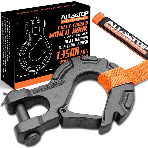 商品名: ALL-TOP 鍛造スチールウインチフック 5/16インチ 6トン 13000ポンド ウインチケーブルロープ用エクストリームフック 鍛造スチール&amp;Eコーティング仕上げ ライノグレー ALL-TOP Forged Steel...