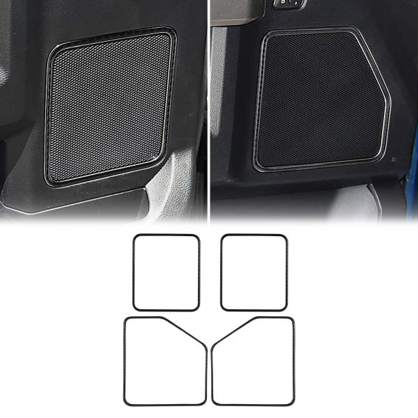 商品名: YAMUDA 4個 カーボンファイバー 4ドア カーオーディオ デコレーション スピーカー リング トリム インテリア アクセサリー フォード F150 2015-2020用 (ブラック) YAMUDA Compatible wi...