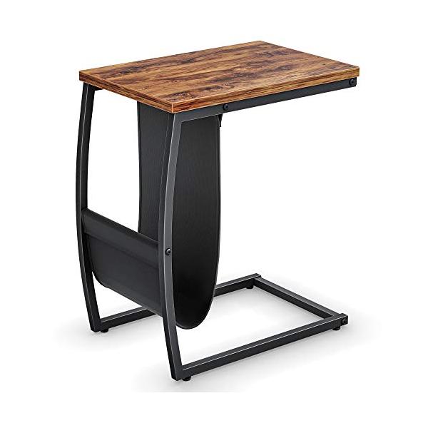 商品名:  CubiCubi Sofa Side Table, C Table End Table with Side Pocket, Snack Table for Living Room Couch, Rustic Brownブランド:...