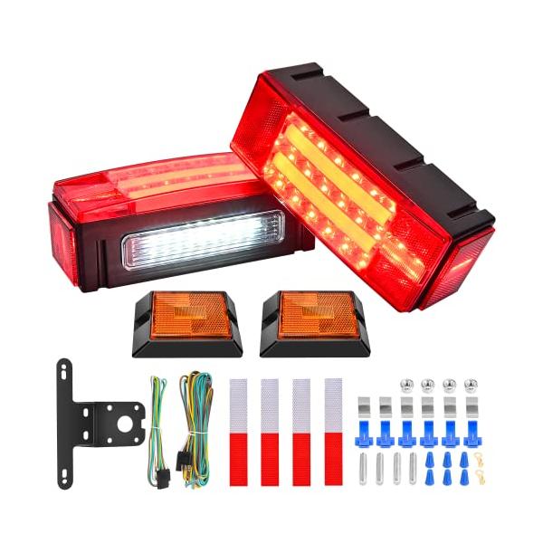 商品名:  Nilight 2PCS Rectangular LED Trailer Light Kit with Halo Glow Submersible LED Stop Turn Tail Side Marker Clearance...