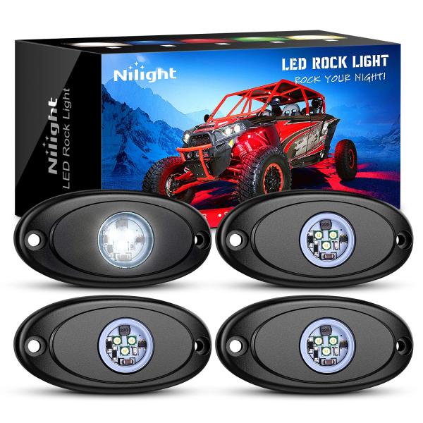商品名: Nilight LED ロックライト 4個 アンダーグロウ ホイール ウェル ポッド 防水 外装 アンダーボディ ルーフラック サイドランプ 車 トラック ピックアップ ATV UTV SUV オートバイ ボート用 ホワイト Ni...