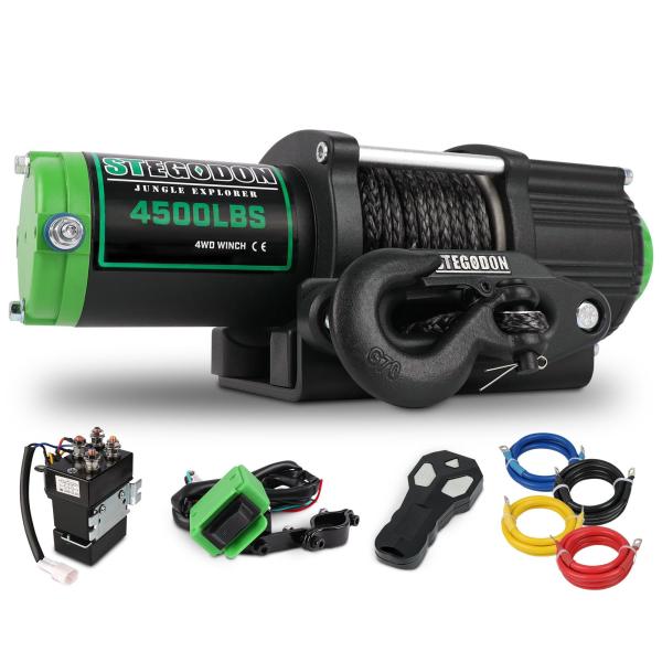商品名:  STEGODON 4500 lb. Electric Winch,ATV/UTV Winch with Synthetic Rope,12V Electric Boat Trailer Winch Kit with Wirele...