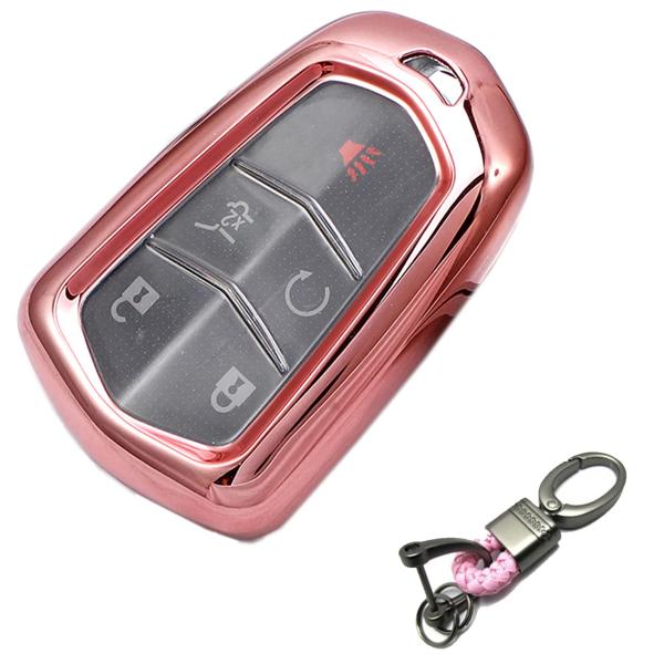 商品名:  Key Fob Cover for Cadillac Soft TPU Smart Key Case Holder with Keychain Compatible with 2015-2019 Cadillac Escalad...