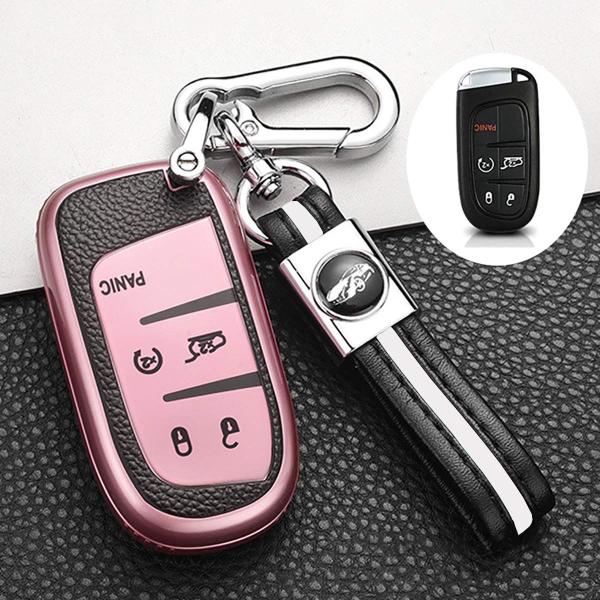 商品名: ontto 5ボタンキーカバー ジープキーフォブケース TPUレザーパターン キーシェル キースキン クライスラー300 200 ダッジチャージャー ジープグランドチェロキー レネゲード用 ピンク ontto 5-Button K...