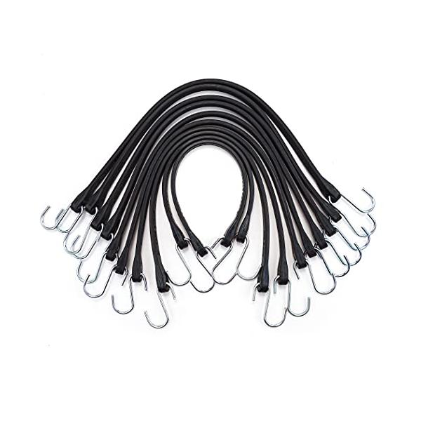 商品名: Cartman ゴム製バンジーコードセット 10パック 21インチ (最大32インチ) 高耐久 ブラック タイダウンストラップ アウトドア用 タープカバー Cartman Rubber Bungee Cords Set 10Pac...
