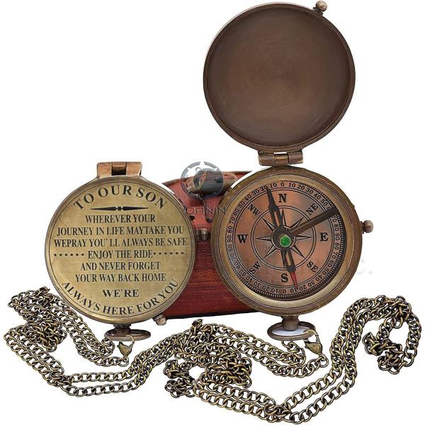 商品名: 刻印された真鍮コンパスギフト 息子へのギフト 父から息子への航海ギフト お母さんから息子へのギフト レザーケース付き (息子へ) WOANIN Engraved Brass Compass Gift to My Son/to Ou...