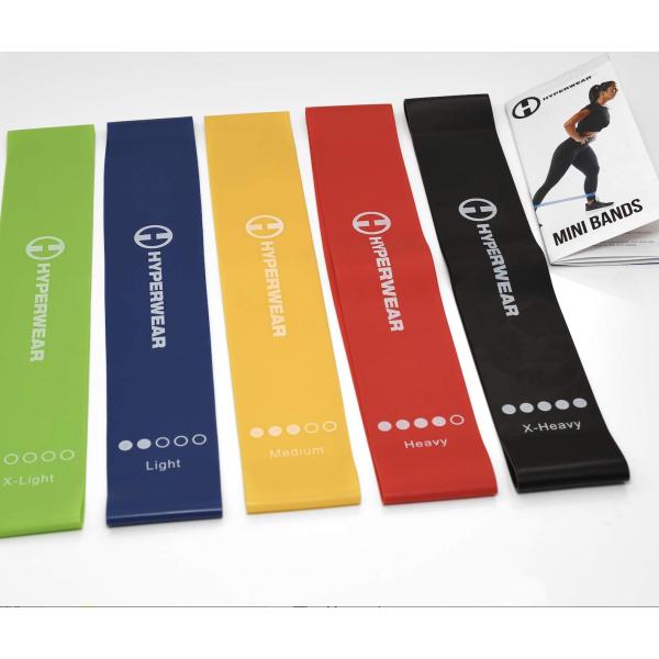 商品名:  Hyperwear Set of 5 Mini Loop Exercise Resistance Bandsブランド: HYPERWEAR商品サイズ: includes set of 5 mini bands and trave...