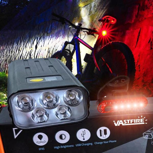 商品名:  VASTFIRE Best Bike Lights for Night Riding 8000 High Lumen 5 LEDs 5 Modes 5200 mAh USB Type-C Charging and Dischar...